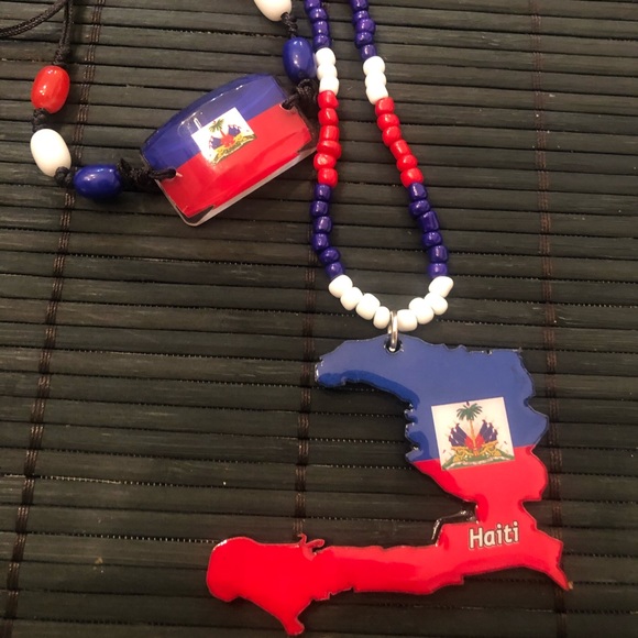 Jewelry | Haitian Flag Beaded Necklace Adjustable Bracelet | Poshmark